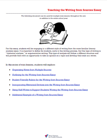 Teaching the Writing from Sources Essay | ELA