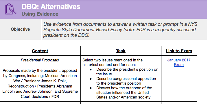 Alternative Document Based Questions (DBQ) | New Visions - Social Studies